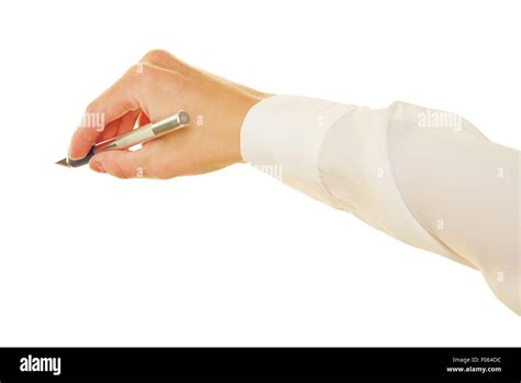 Hand Of Woman Holding A Scalpel For Cutting Stock Photo Alamy