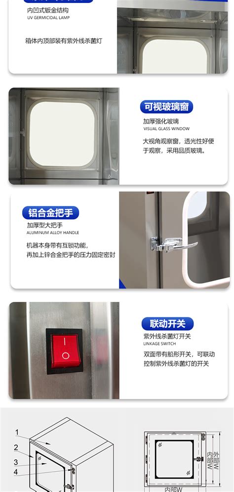 厂家供应304传递窗 紫外线机械互锁传递箱层流升降不锈钢传递窗 阿里巴巴