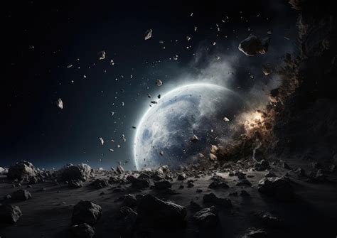 Premium Ai Image An Asteroid Making Impact On A Deserted Moon Surface