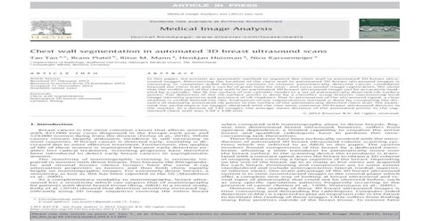 Chest Wall Segmentation In Automated 3d Breast Ultrasound Scans Pdf