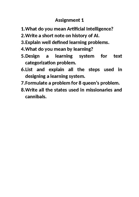 Introduction To Ai Assignment 1 Computer Science Assignment 1 1 Do