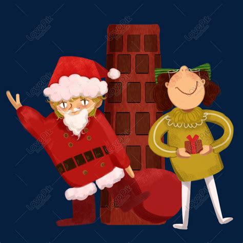 크리스마스 만화 손으로 그려진 바람이 움직이는 선물 Png 일러스트 무료 다운로드 Lovepik