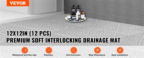Vevor Modular Interlocking Cushion 12 Pack 12 X 12 Splicing Drainage Mats Soft Pvc