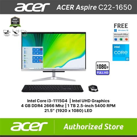 Jual PC AIO ACER Aspire C22 1650 I3 1115G4 4GB 1TB WIN11 OHS 21 5