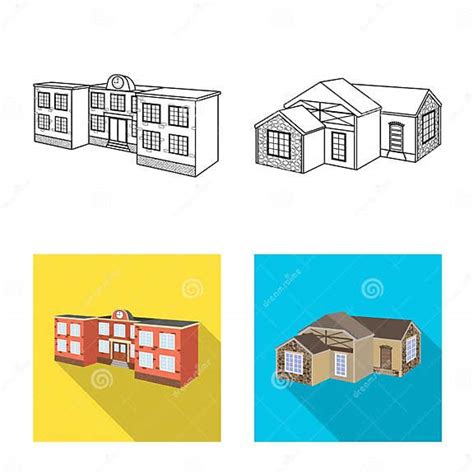 Isolated Object Of Facade And Housing Symbol Set Of Facade And Infrastructure Vector Icon For