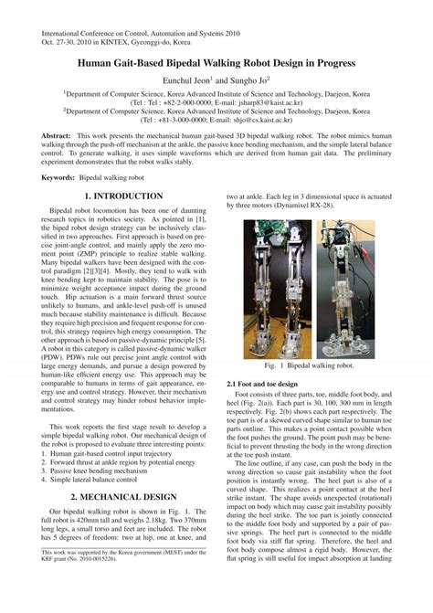 Human Gait Based Bipedal Walking Robot Design In Progress KAIST