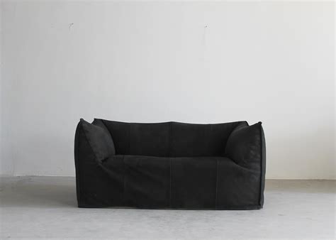Mario Bellini Le Bambole Two Seater Sofa In Black Suede By Bandb 1972