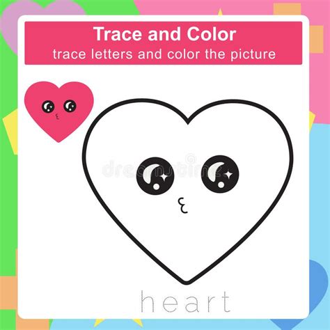 Trace And Color Worksheet Education Developing Worksheet Stock Vector Illustration Of