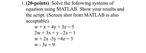 Solved 1 20 Points Solve The Following Systems Of
