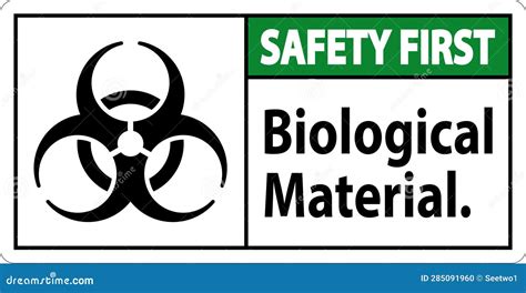 Safety First Label Biological Material Sign Stock Vector Illustration