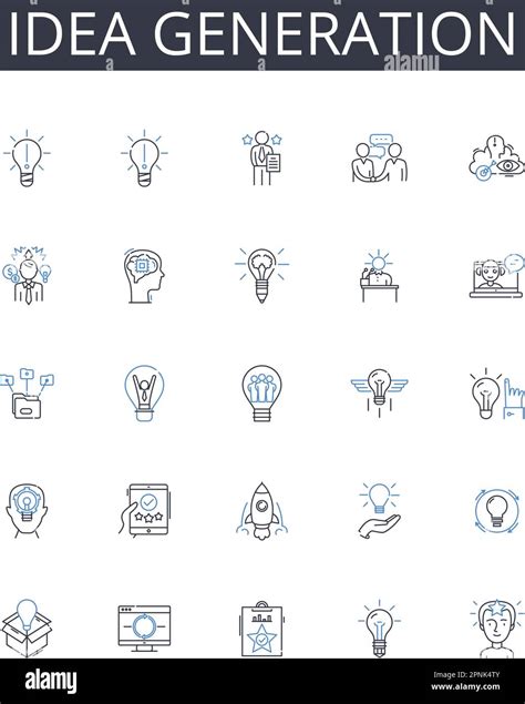 Idea Generation Line Icons Collection Brainstorming Session Conceptualization Creation