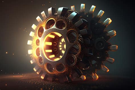 Premium Ai Image Gear Wheel Digital Technology Engineering Generative Ai