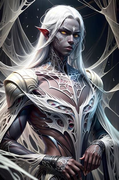 Premium Ai Image Futuristic Drow Dark Elf With Glowing Eyes