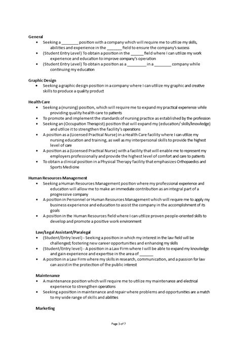 Career Objective Examples Templates At Allbusinesstemplates Com