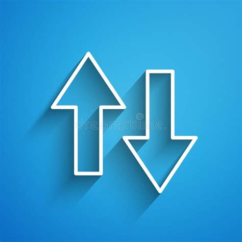 White Line Arrow Icon Isolated On Blue Background Direction Arrowhead