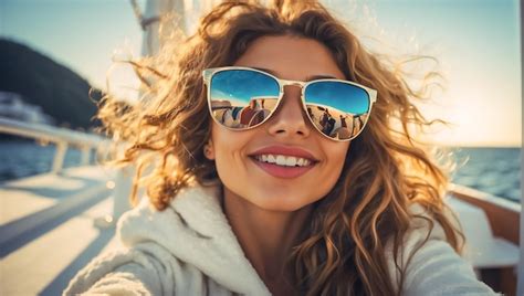 Premium Ai Image Portrait Of A Happy Beautiful Blonde Girl On