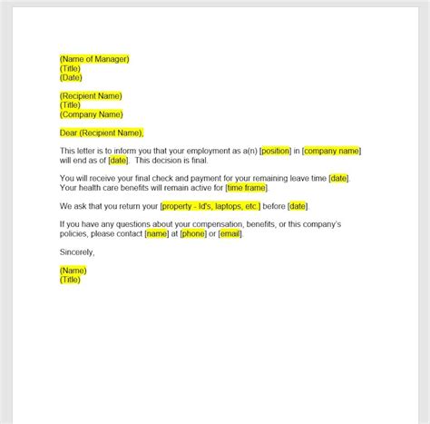 Lay Off Letter Template