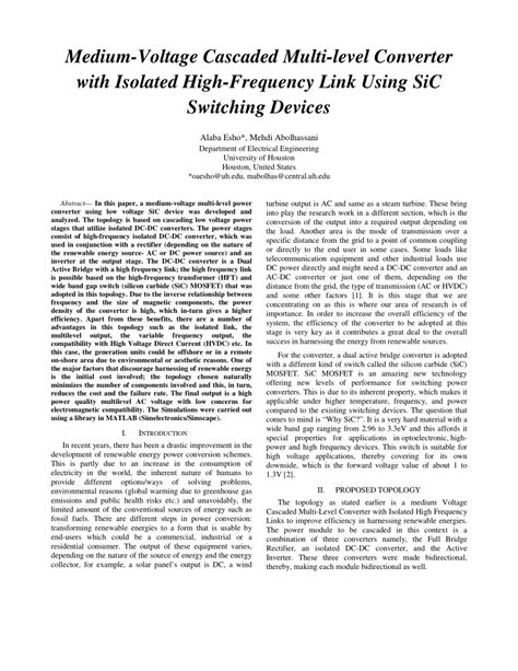 Pdf Medium Voltage Cascaded Multi Level Converter With Isolated High Frequency Link Using Sic