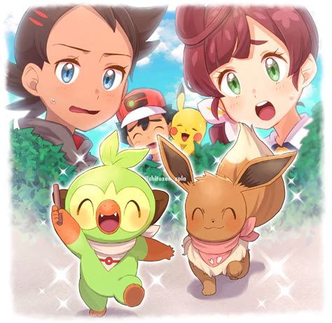 Pikachu Ash Ketchum Eevee Grookey Goh And 1 More Pokemon And 2