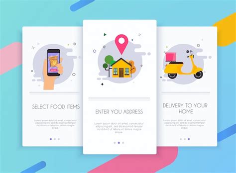Premium Vector Onboarding Screens User Interface Kit For Mobile App Templates Concept Of Food