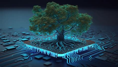 Premium AI Image A Computer Chip With A Tree Growing Out Of It