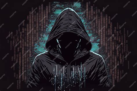 Premium Photo The Hacker Was Wearing A Black Hoodie Stealing Huge Financial Data On Computers