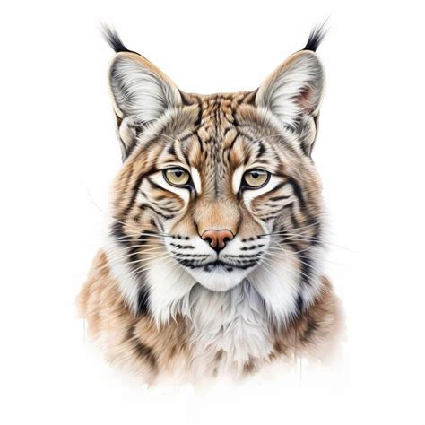 High Quality Bobcat Close Up Illustration On White Background Stock High Quality Bobcat Close Up Illustration On White Background Stock