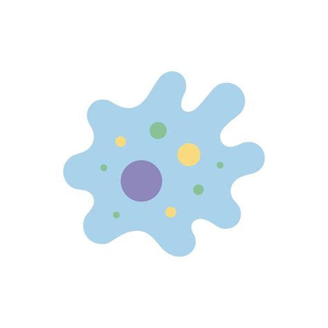 Simple Flat Cartoon Amoeba With Colorful Spots And Irregular Shape