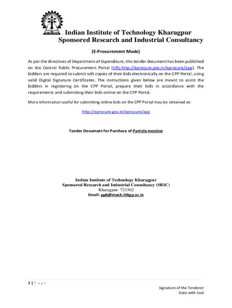 Fillable Online On The Central Public Procurement Portal Url Eprocure Fax Email Print