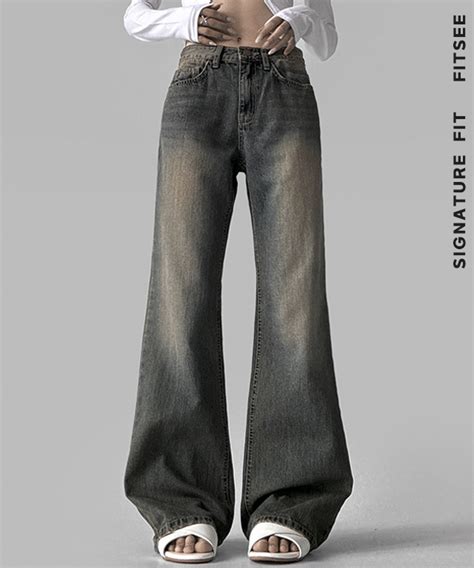 [4 Seasons] 제트 빈티지 워싱 세미 부츠컷 체형보정 데님 팬츠 청바지 에이블리