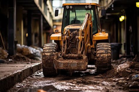Premium Photo Track Loader Lifting Its Bucket For Maintenance Or Repair