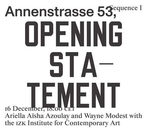Annenstraße 53 Opening Statement Sequence 1
