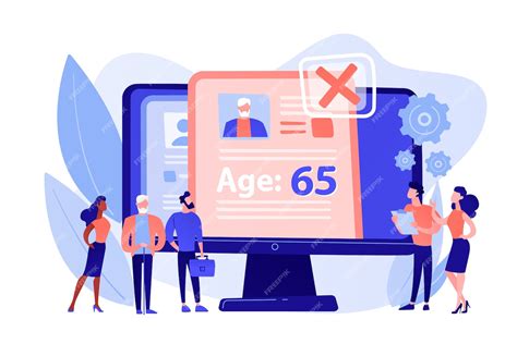 Hr 기관 연령 차별 구직자 이력서 개인 프로필 연령 차별 사회 문제 연령 차별 중지 노인 고용 문제 개념 분홍빛이 도는 산호 Bluevector 고립 된 그림