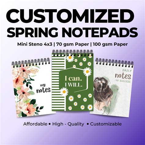 Personalized Mini Steno Notepad 4x3 Inches Custom Top Spiral Pocket Notebook T Idea