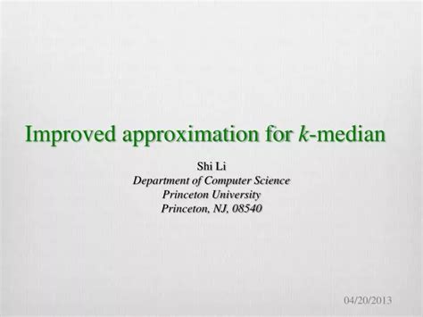 ppt improved approximation for k median powerpoint presentation
