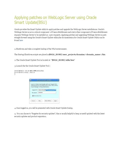 applying patches on weblogic server using oracle smart update pdf command line interface
