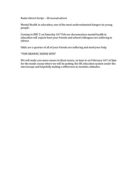 Radio Advert Script Docx