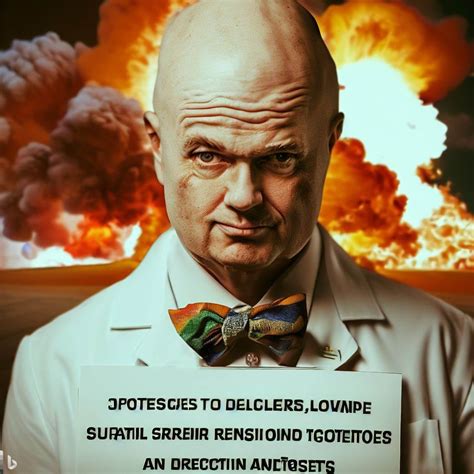 Bald Scientist With Glasses Staring In Front Of An Explosion [bing Ai