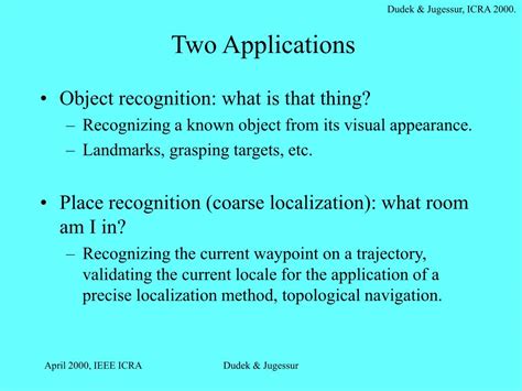 PPT Robust Place And Object Recognition Using Local Appearance Based Methods PowerPoint