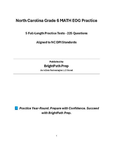 North Carolina Grade 6 Math Eog Practice 5 Full Length Practice Tests