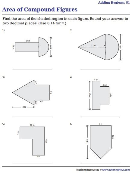Area Of Composite Figures Worksheet Practice Problems And Solutions