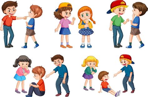Conjunto De Personajes De Dibujos Animados De Niños De Acoso 11417331