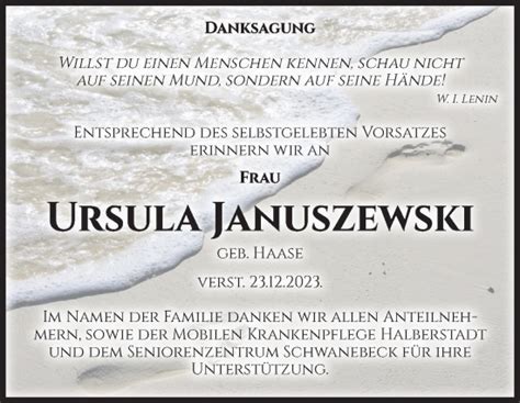 Traueranzeigen Von Ursula Januszewski Abschied Nehmen De