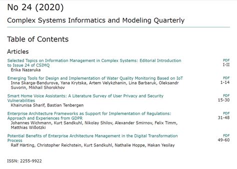 Csimq Issue 24 Of Csimq Is Published Dois Activated