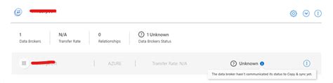 data broker deployed in azure shows status unknown in cloud sync ui