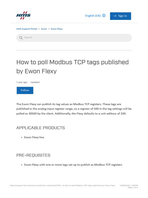 how to poll modbus tcp tags published by ewon flexy hms support