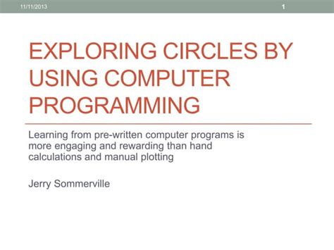 Exploring Circles By Using Computer Programming Ppt