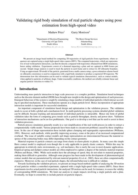Pdf Validating Rigid Body Simulation Of Real Particle Shapes Using