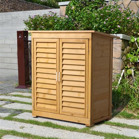 Wooden Garden Shed Outdoor Shelves Utility Tool Storage Cabinet Fir