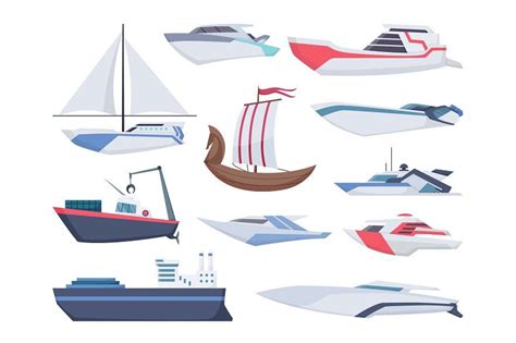 A Set Of Boats Of Different Types And Purposes Sailboat Boat Artofit